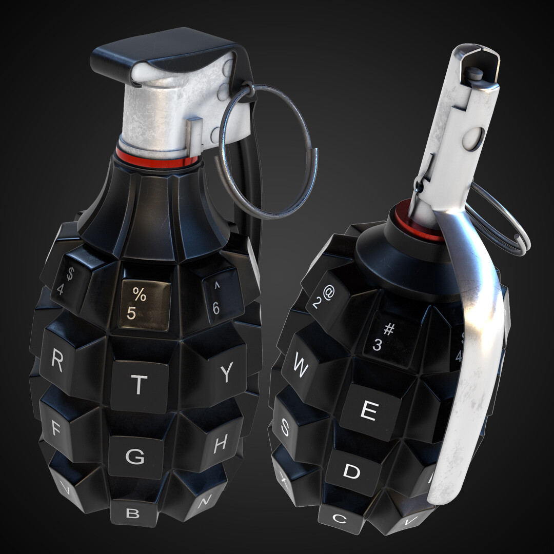 ArtStation - Grenades with Keyboard Buttons
