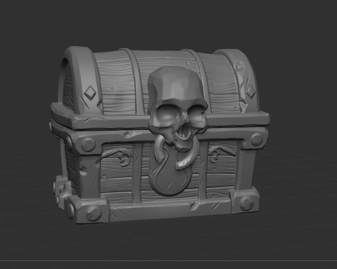 ArtStation - Stylized Skull Chest - 1 Hour Challenge