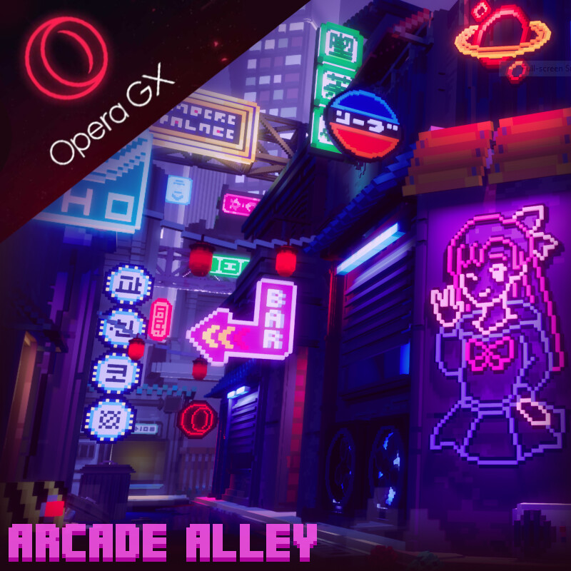 ArtStation - "Arcade Alley" 3D scene commissioned by Opera GX