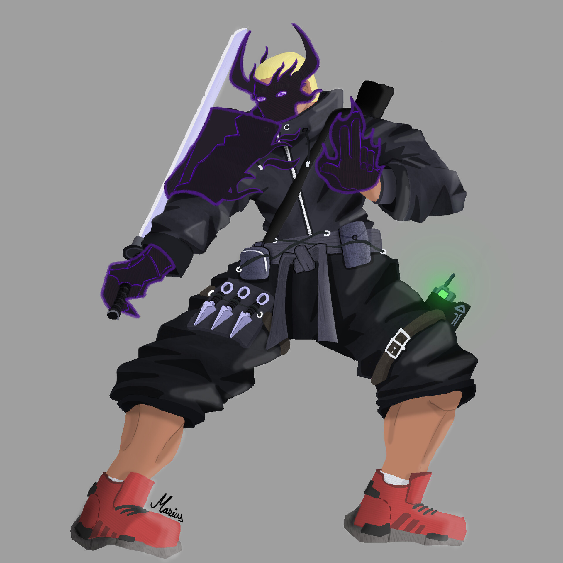 ArtStation - Modern Shadow magic Samurai Concept art / Character Design