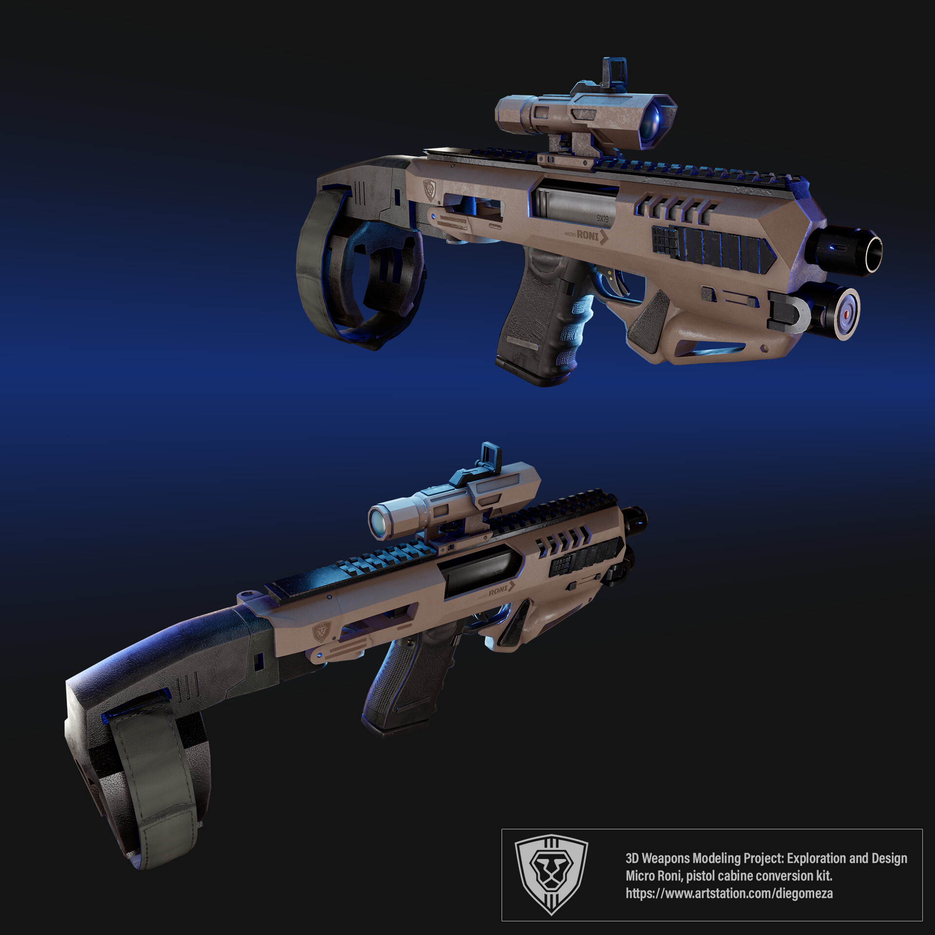 ArtStation - Micro Roni Glock Carbine Conversion.