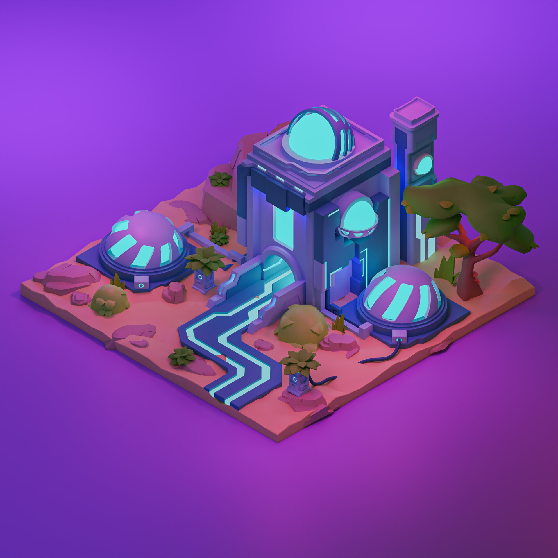 ArtStation - 3D low poly Sci Fi game environment