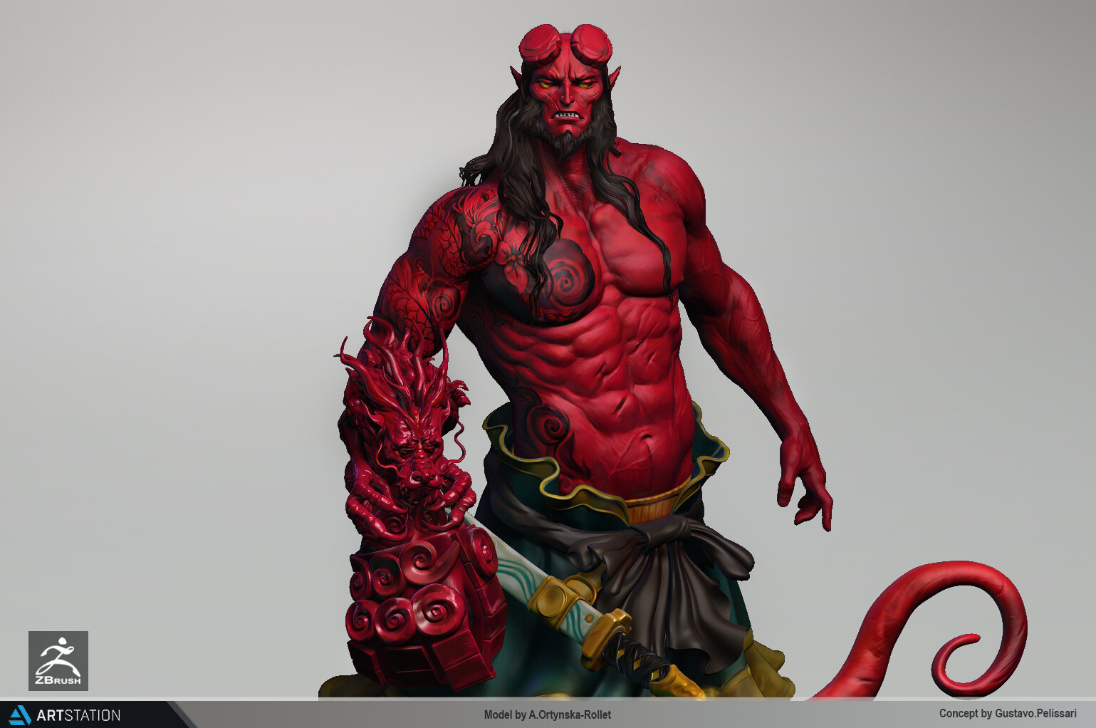 ArtStation - Samurai Hellboy