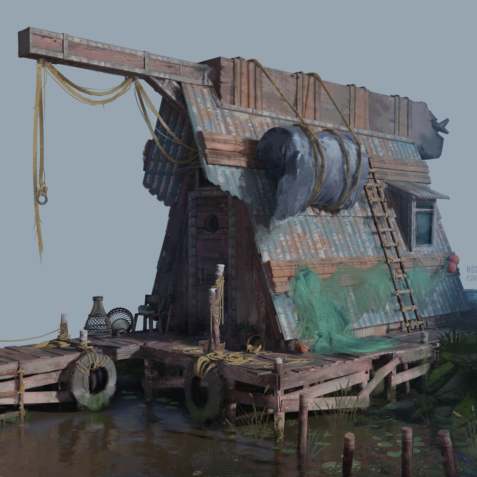 ArtStation - Swamp Hunter Cabin