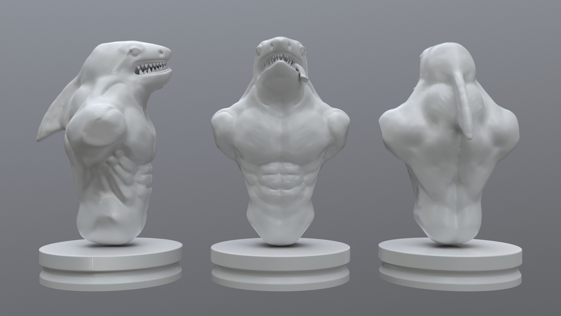 ArtStation - WIP / Shark man statue