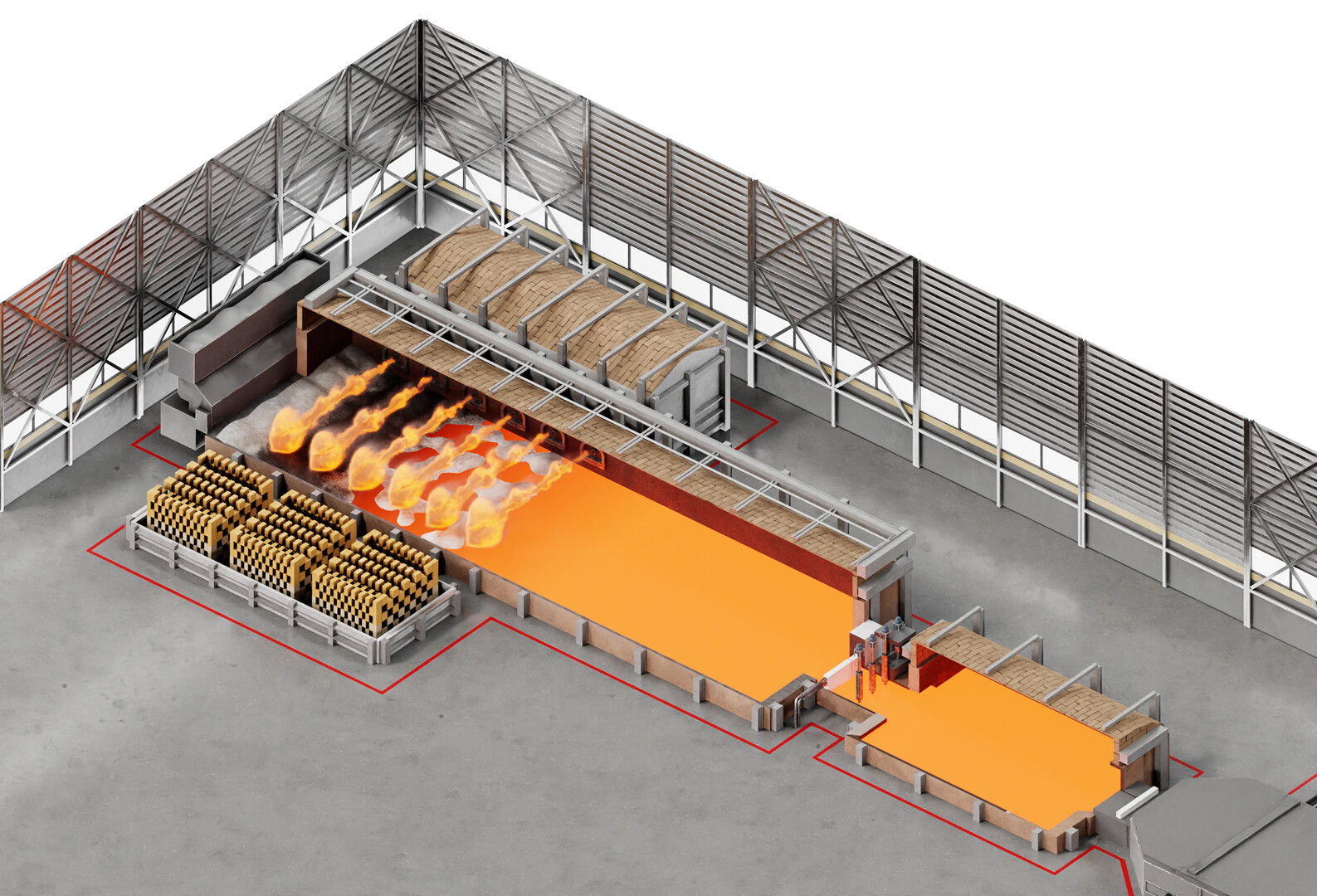 ArtStation - Float glass furnace isometric simplified