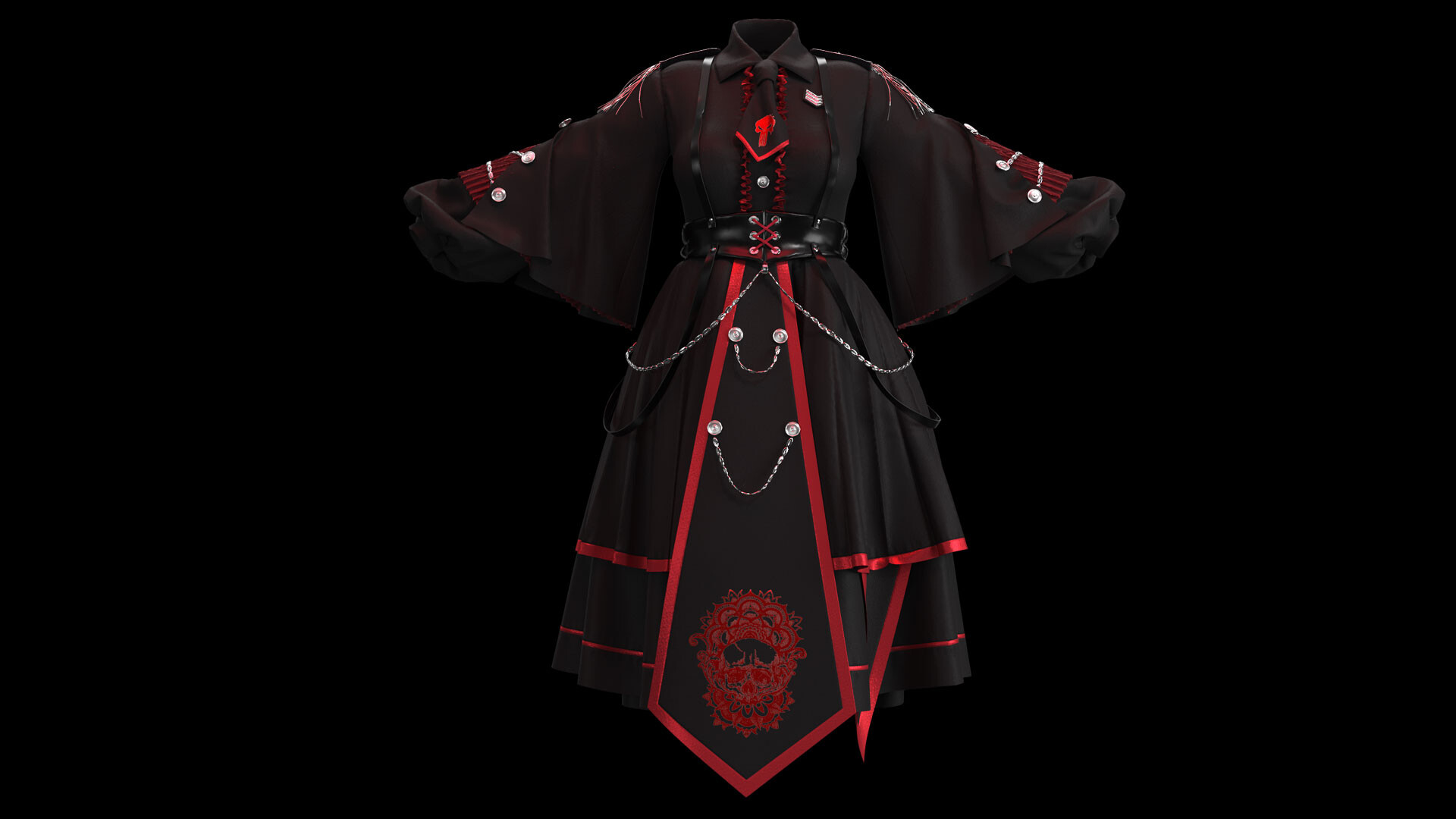 ArtStation - Female's outfit/Gothic Rosary Dress+Leather Corset