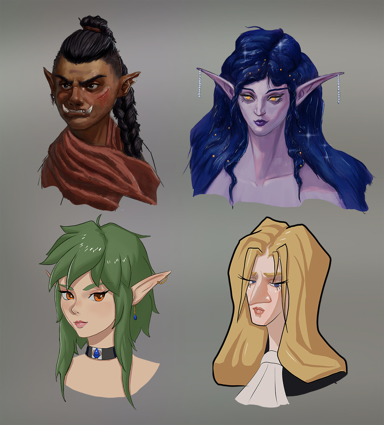 ArtStation - Fantasy Portraits - 5 Faces 4 Styles