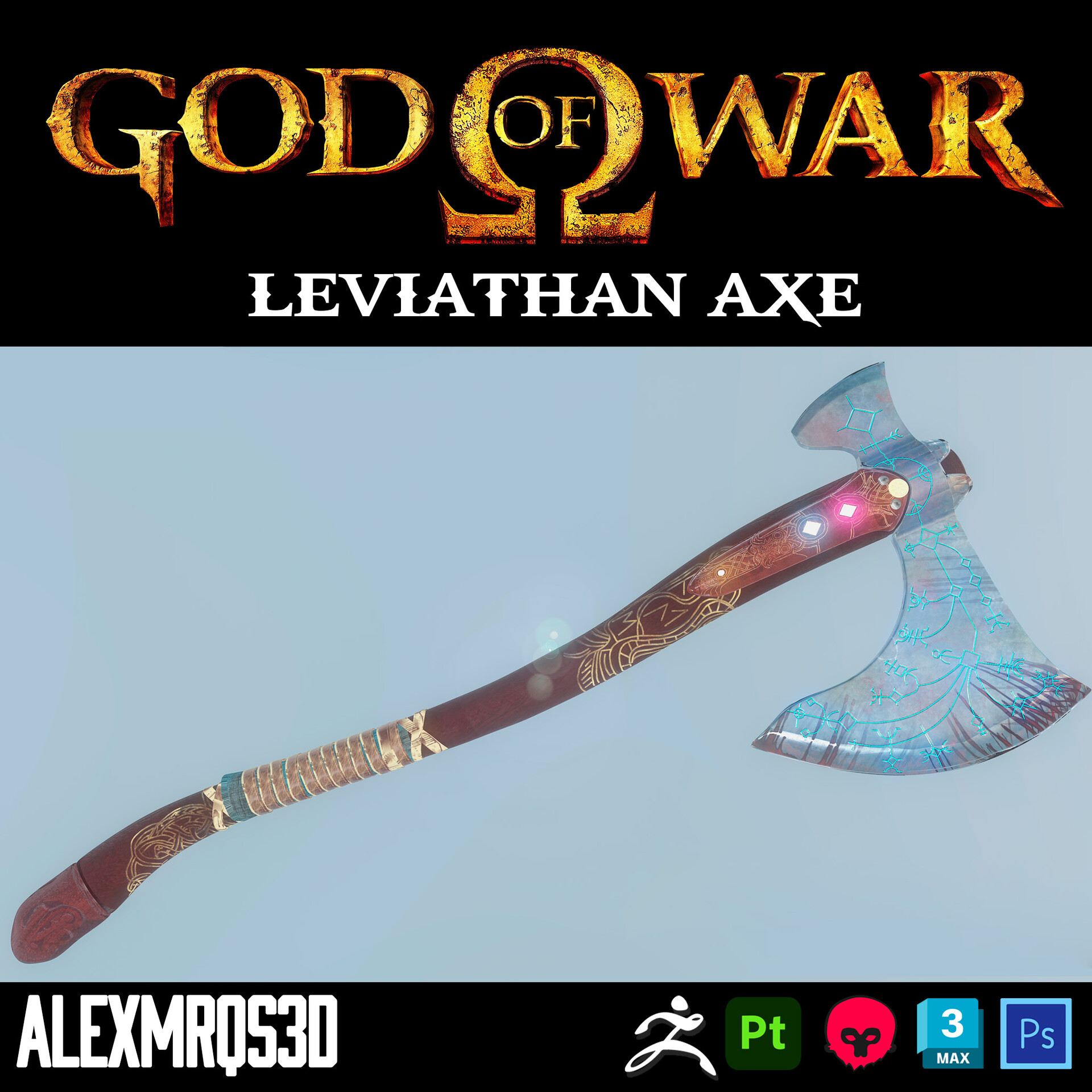 Artstation Leviathan Axe Kratos Axe Alexmrqs3d