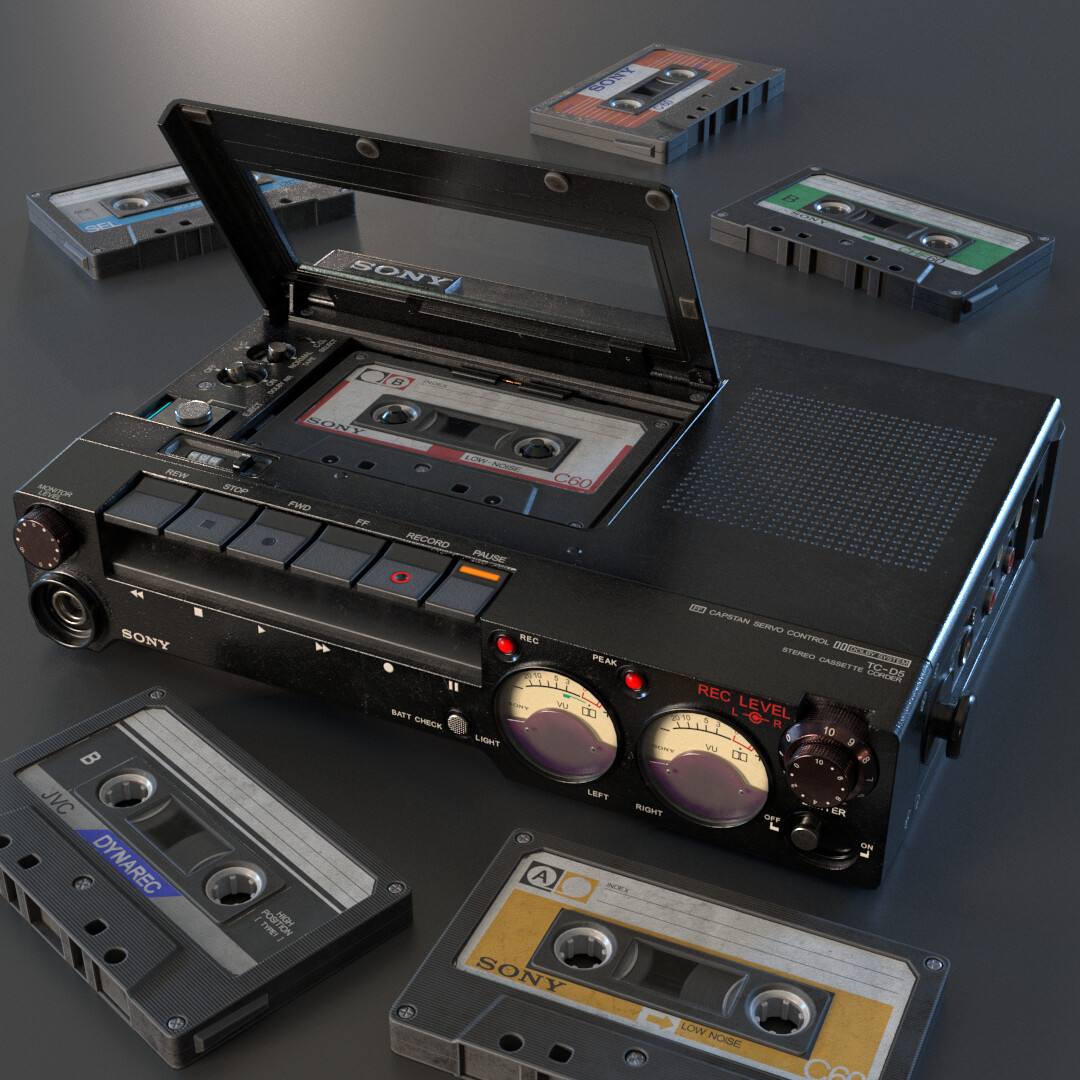 ArtStation - Sony TC-D5M Portable Cassette Tape Recorder & cassette tape