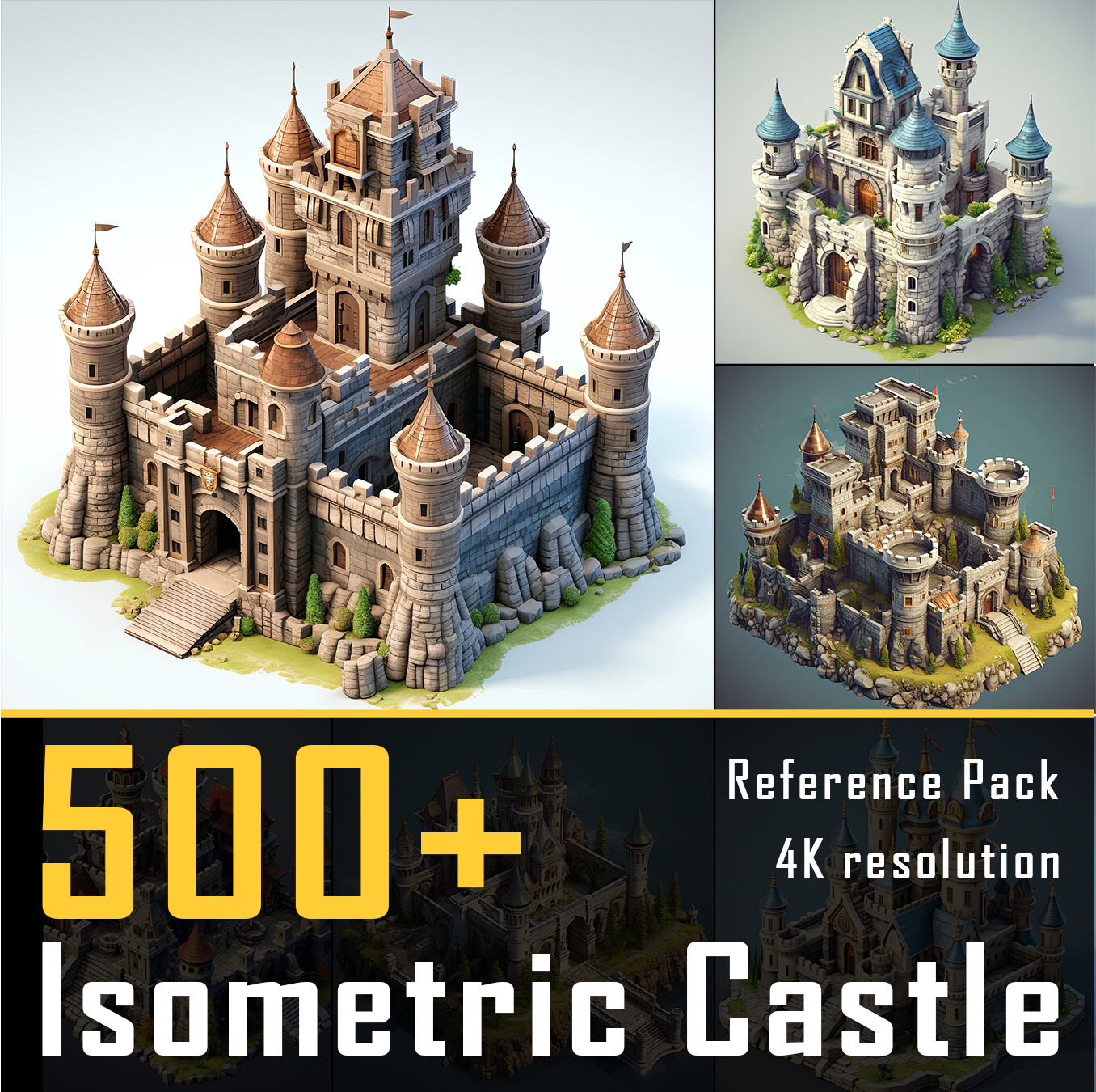 ArtStation - 500+ Isometric Stylized Castle - Reference Pack - 4K