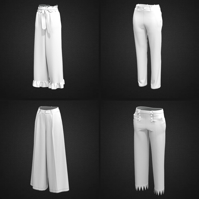 ArtStation - 17 BASIC WOMEN'S PANTS | Marvelous Designer / CLO3D + ZPRJ ...