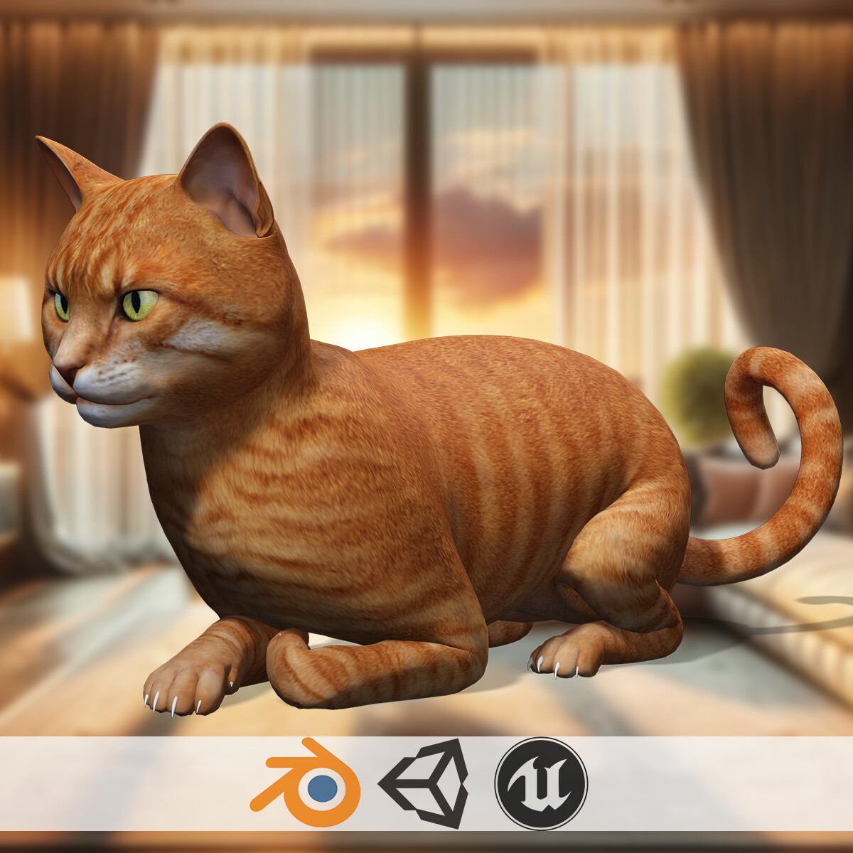 ArtStation - Mystery Meower Majestic Cat 3D Low-poly 3D model