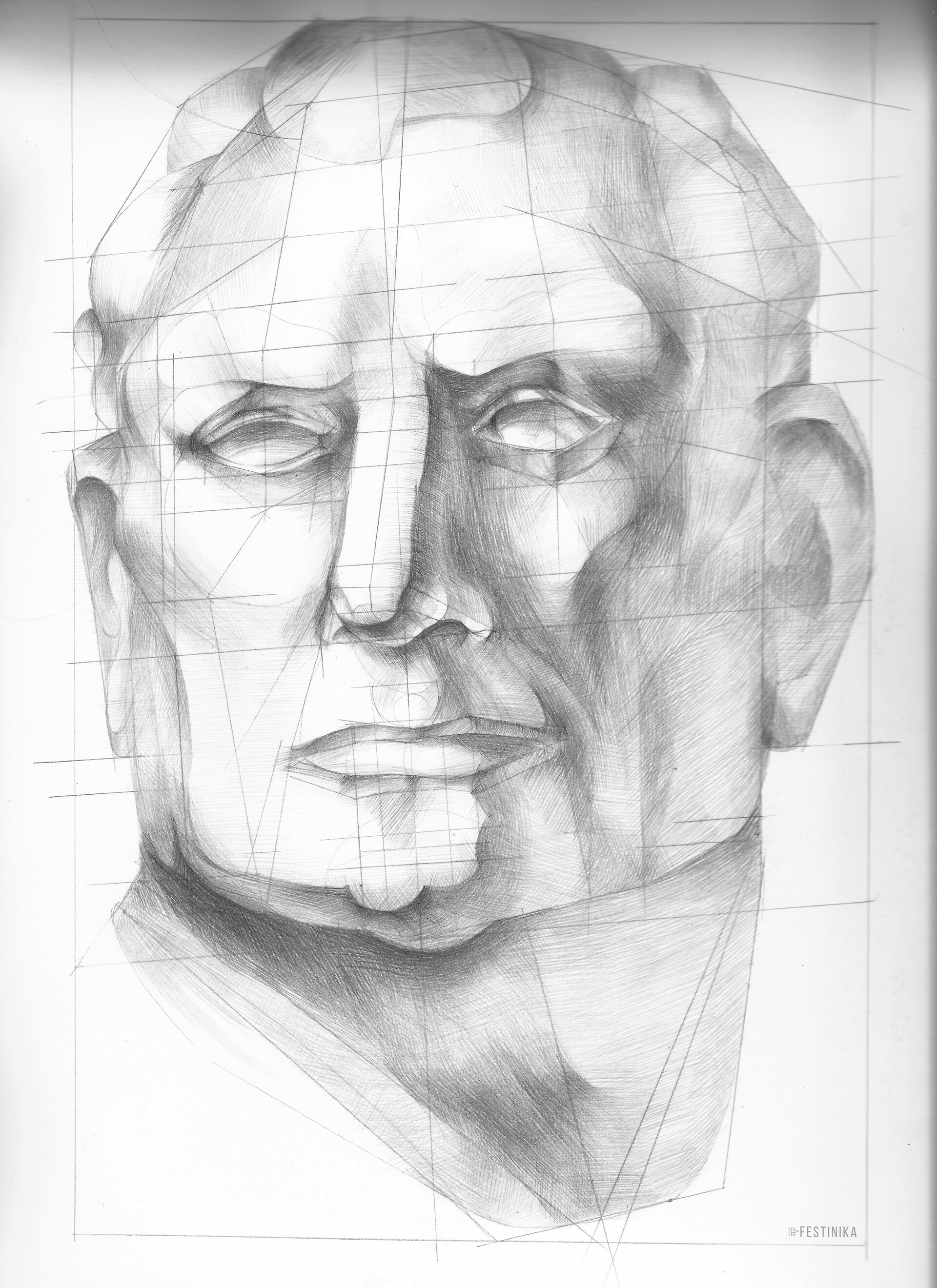 ArtStation - Head Gattamelata Academic Art Tutorial in Pencil