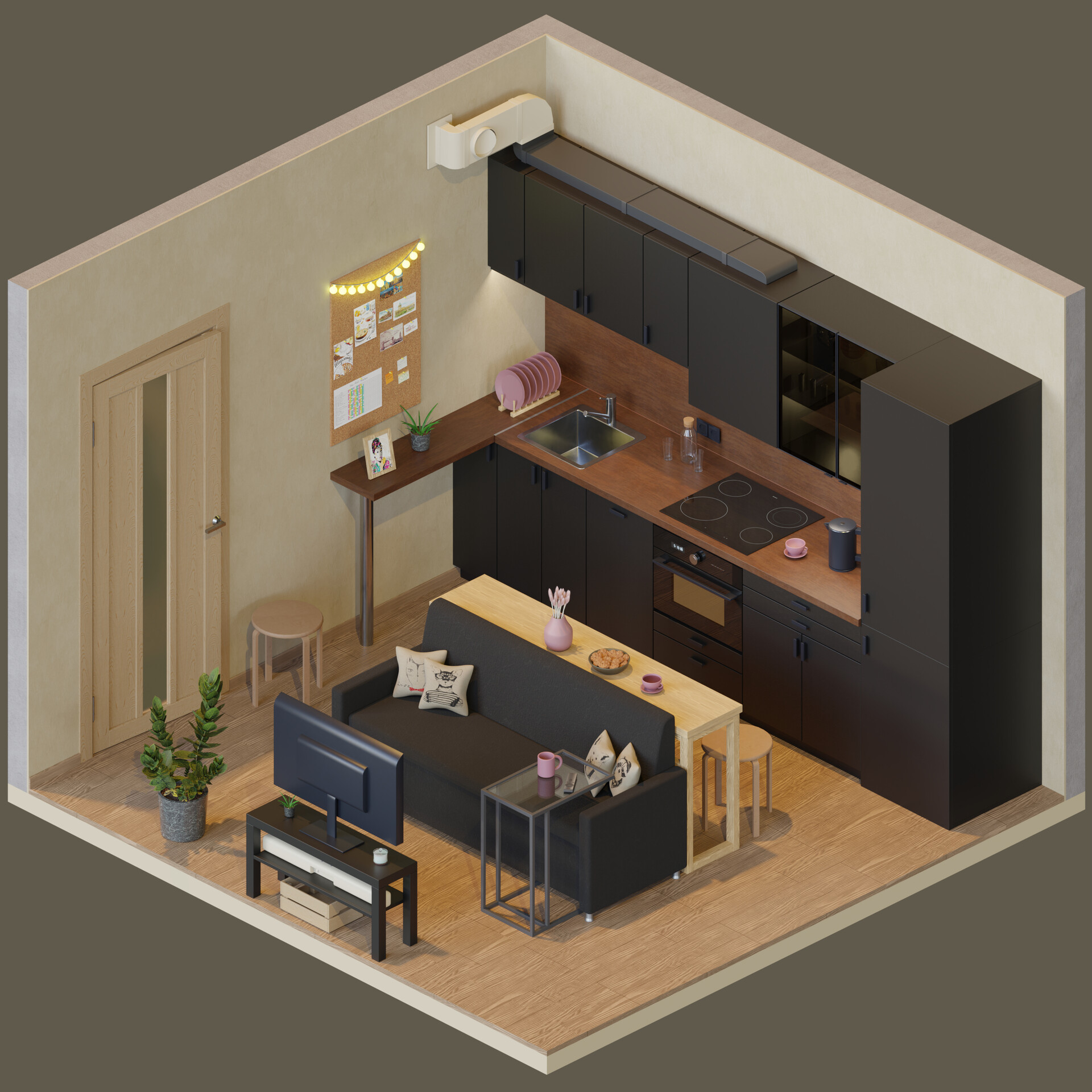 ArtStation - Cozy isometric kitchen