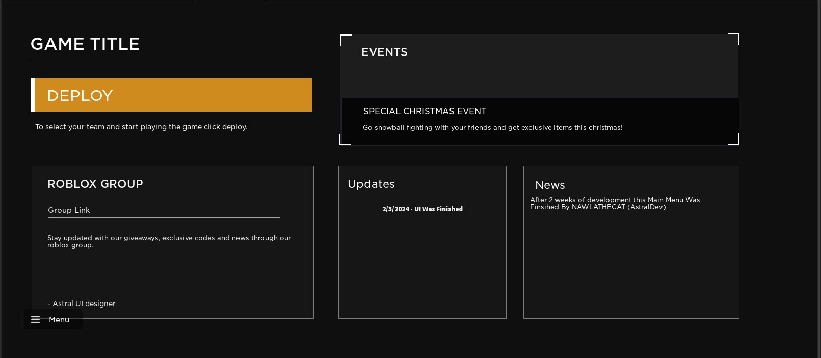 ArtStation - Roblox Studio/Figma Portfolio