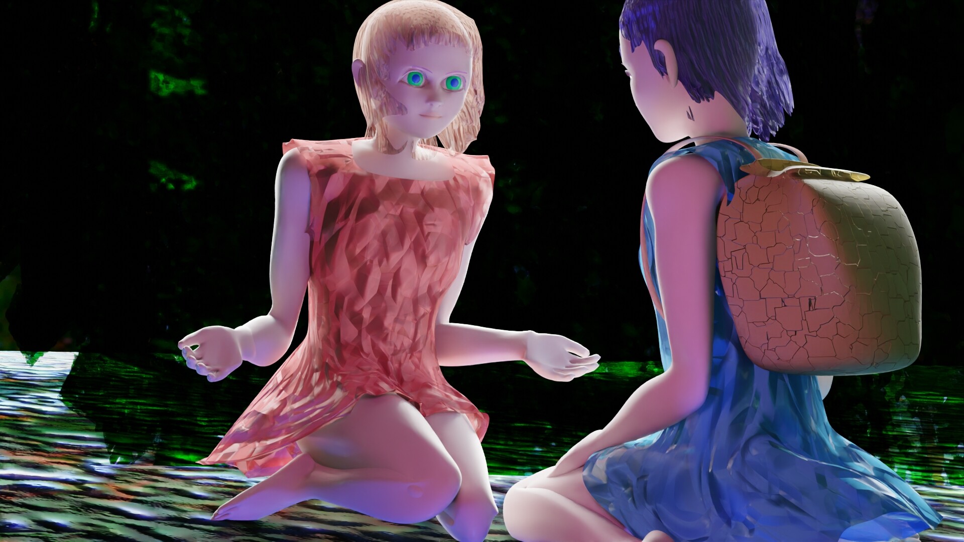 ArtStation - The two girls talk to each other in the forest.