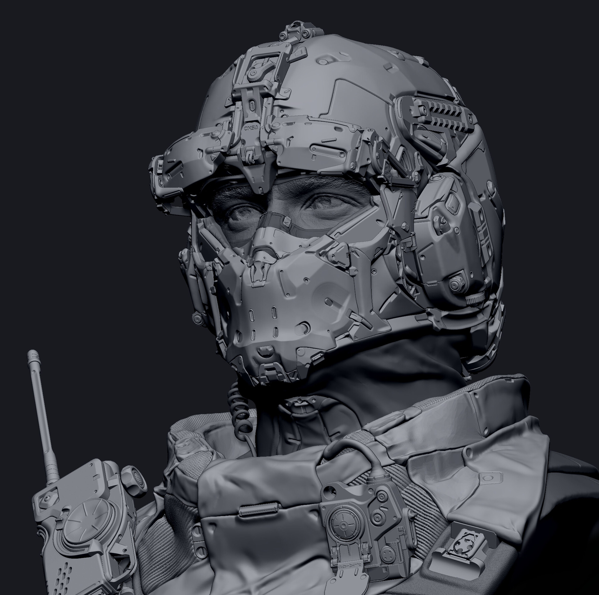 ArtStation - Modular Soldier Helmet Carving Exercise