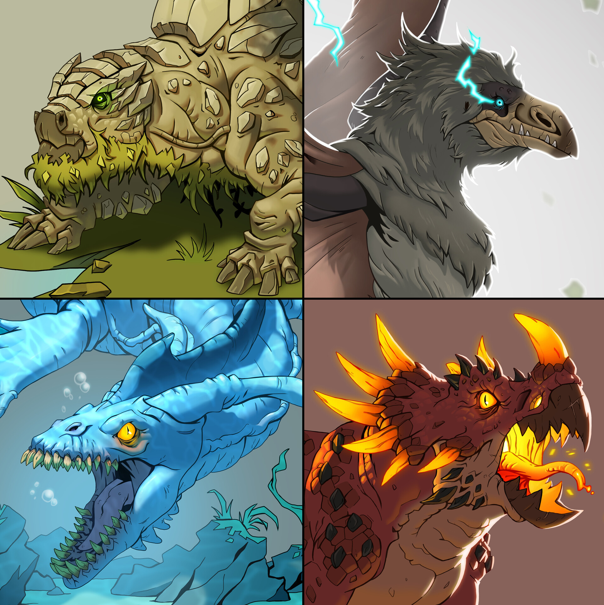 ArtStation - Elemental Dinosaur Designs