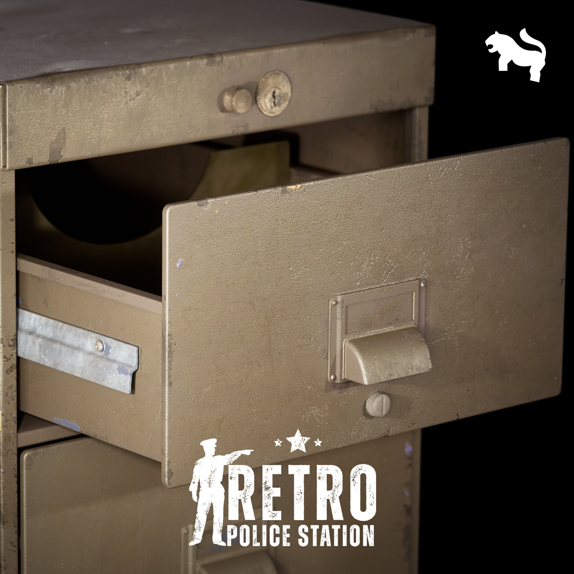 ArtStation - Retro Police Station - File Cabinet