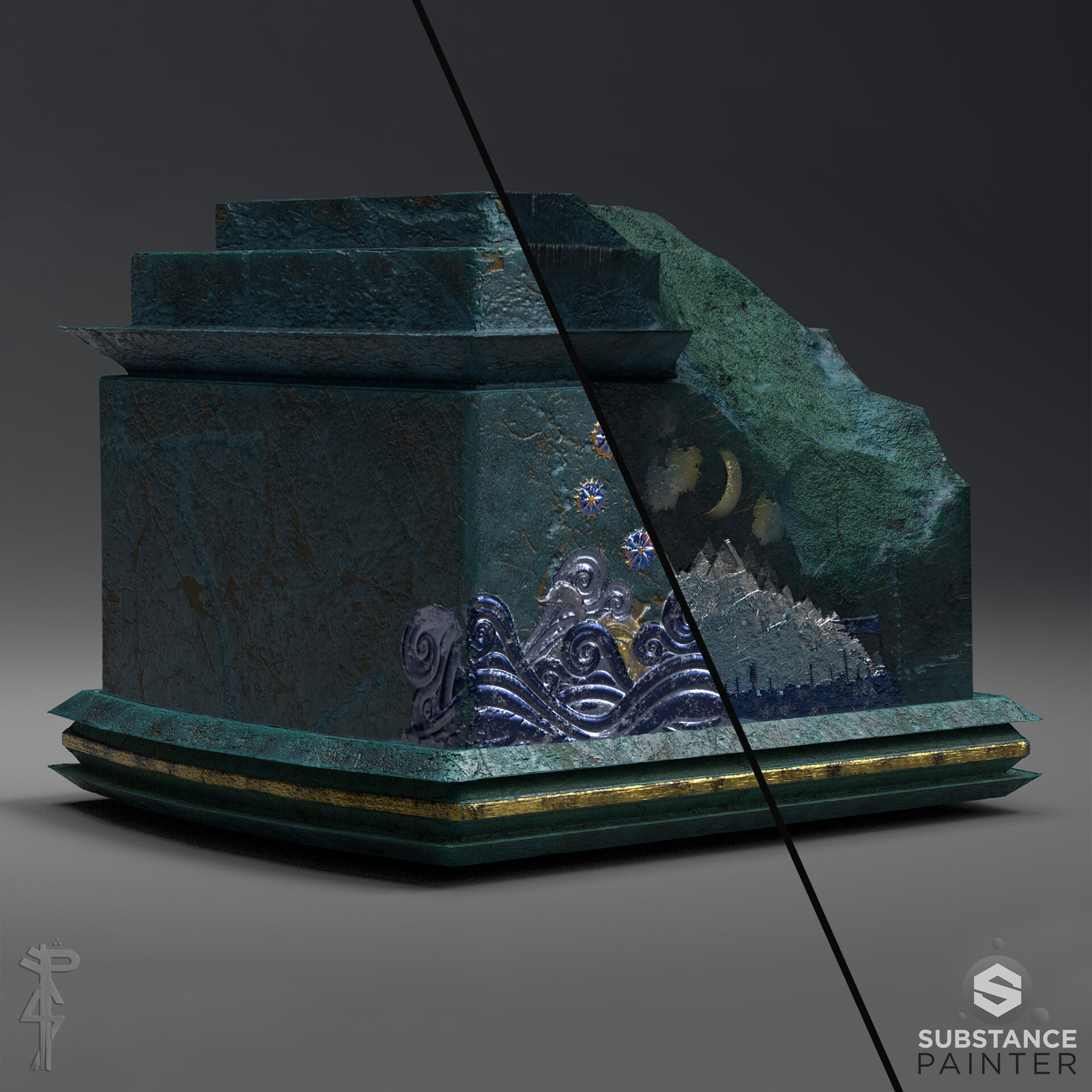 ArtStation - Statue bases with motifs - 2 variations