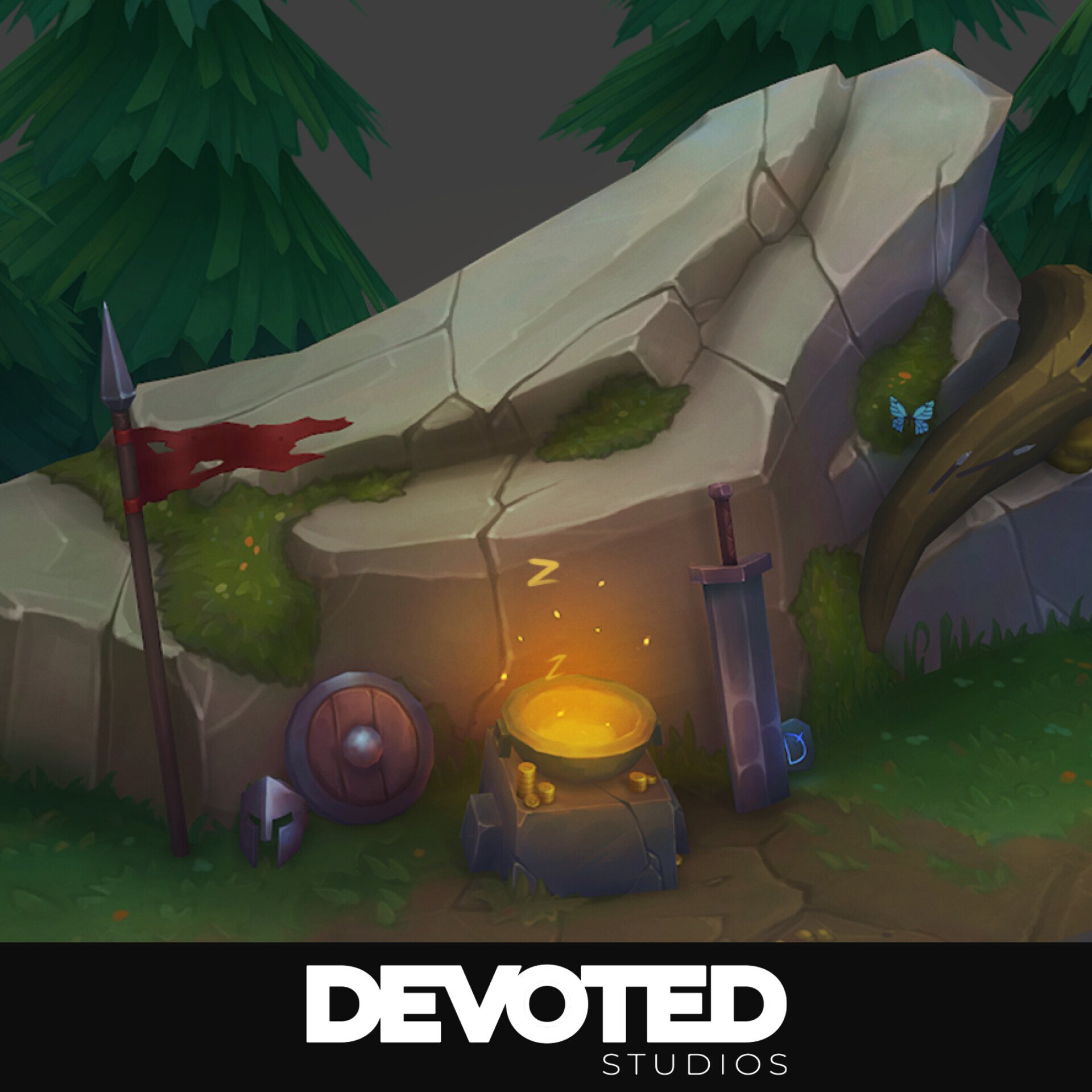 ArtStation - Handpainted Forest Side