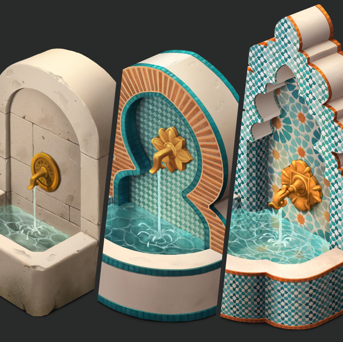 ArtStation - Fountains props tier