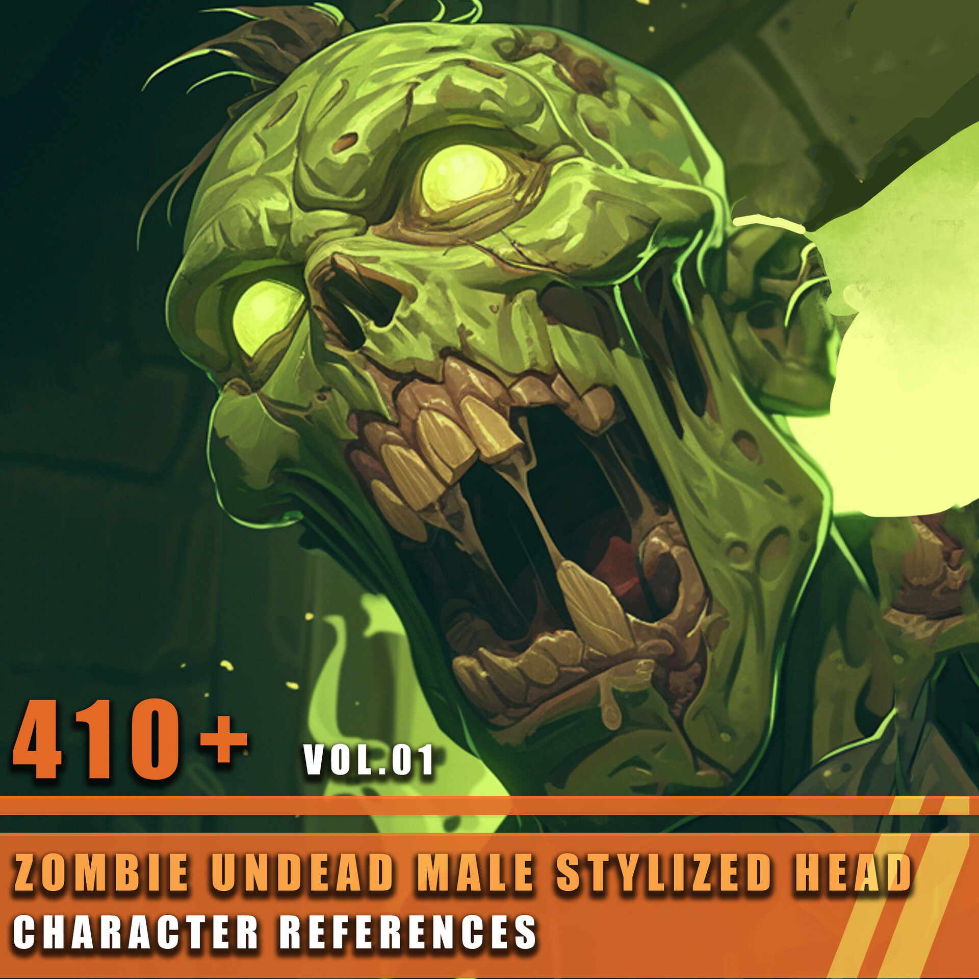 ArtStation - 410+ Zombie Undead Male Stylized Head - Character ...