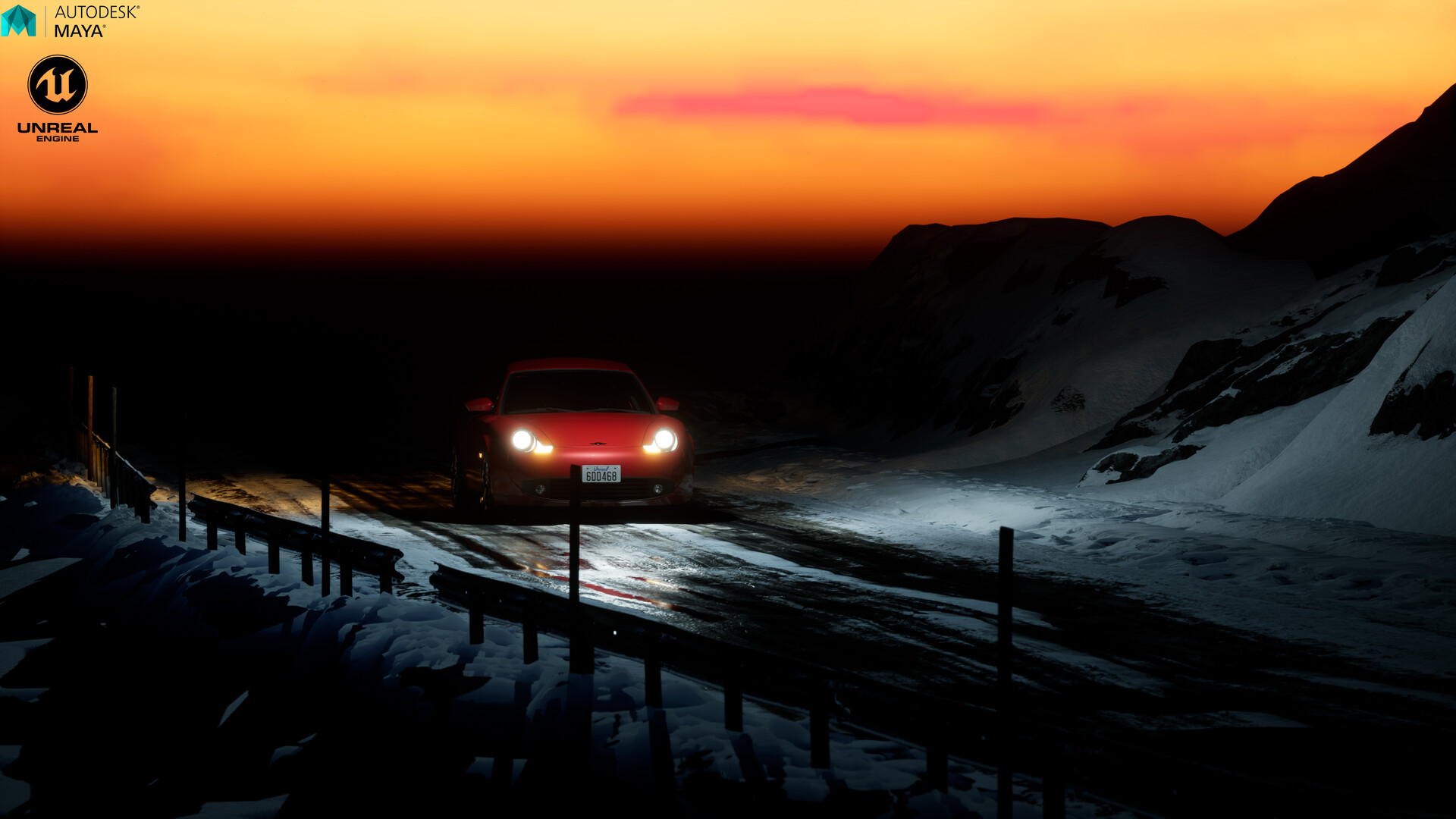 ArtStation - 3d Snow scene visualization with 3d Car
