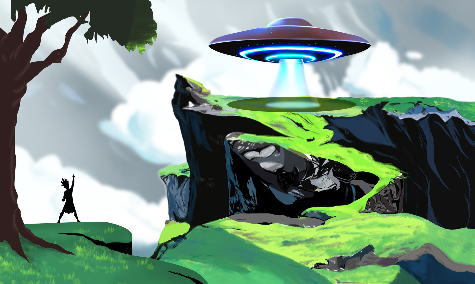 ArtStation - From a random sketch to a alien invading drawing