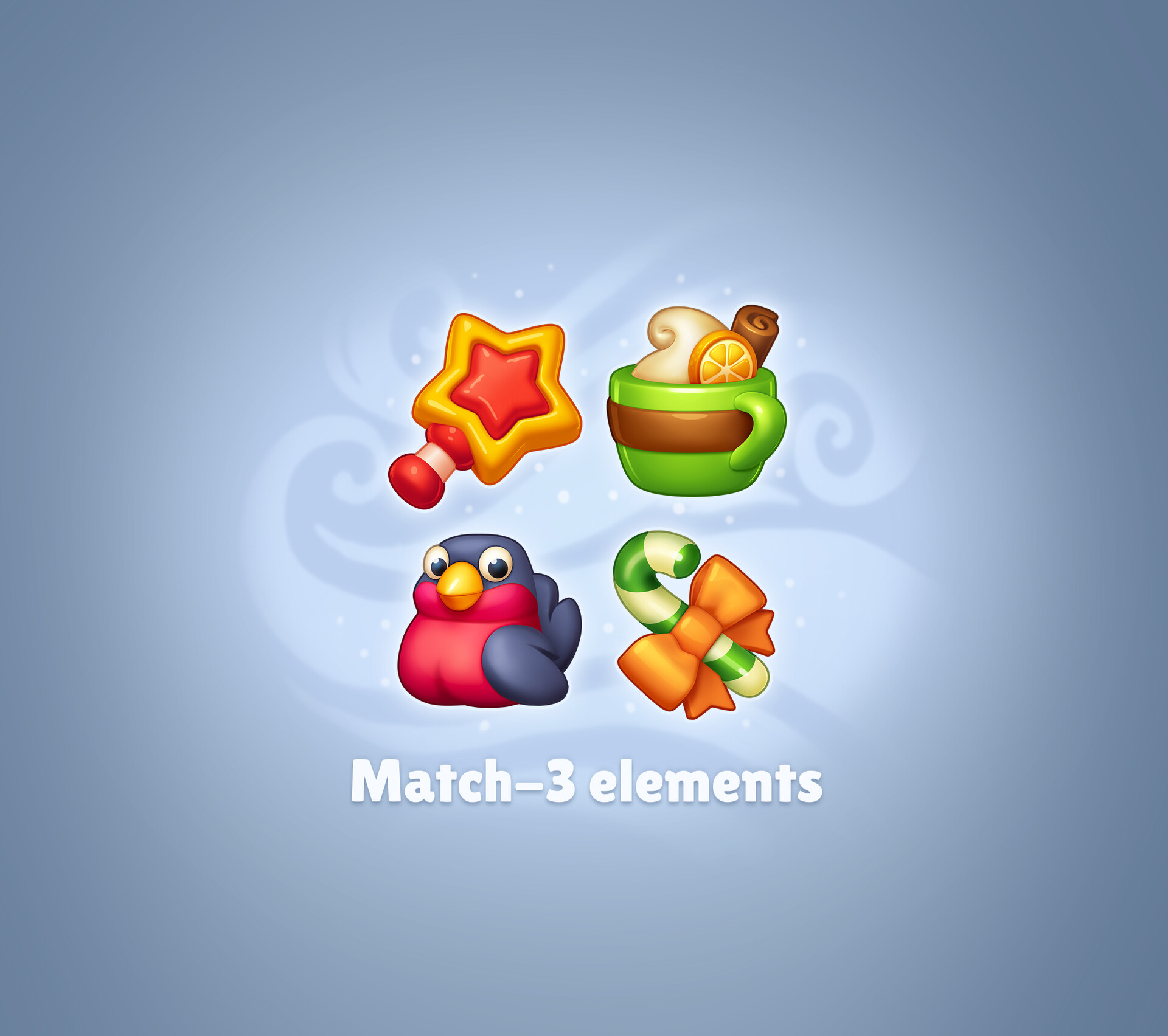 ArtStation - Match-3 elements for Christmas game