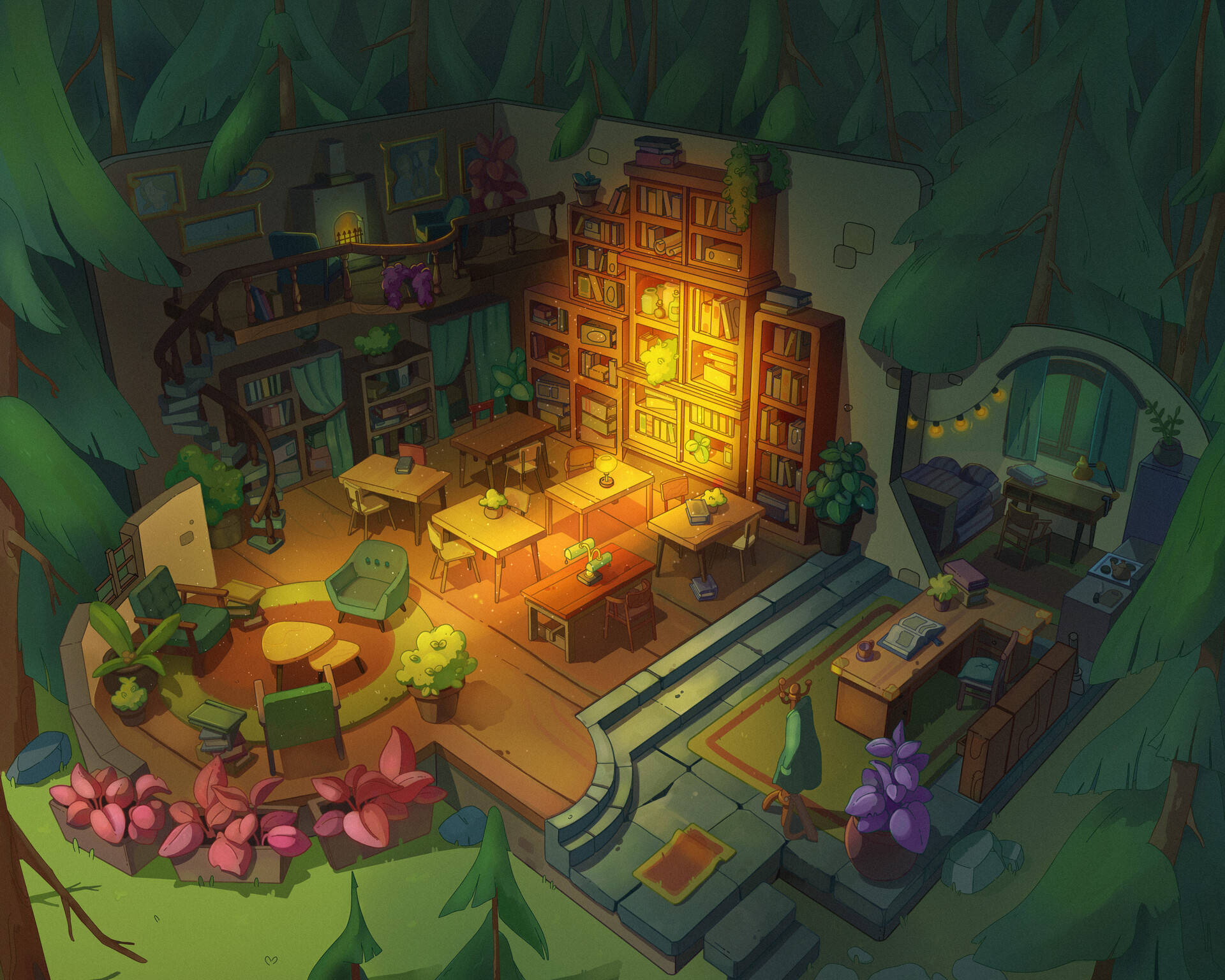 ArtStation - Forest Library Concept Art