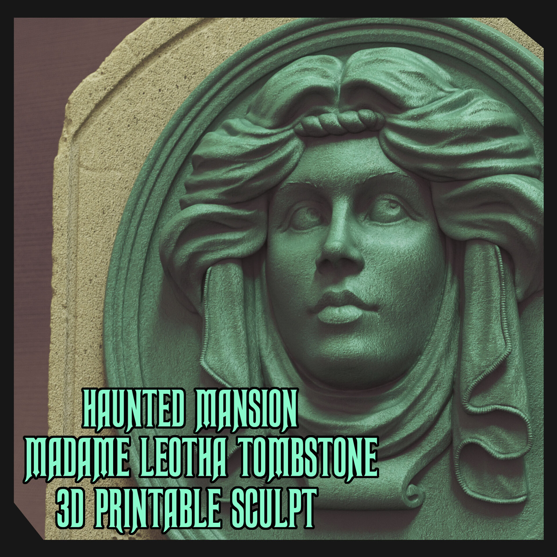 ArtStation - Haunted Mansion Madame Leotha Tombstone 3D Printable Sculpt