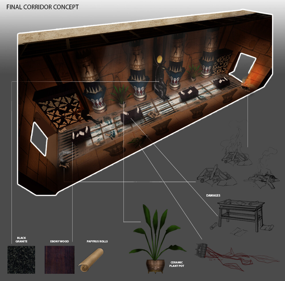 ArtStation - Ancient Egyptian Temple Concept - Corridor, Courtyard and ...