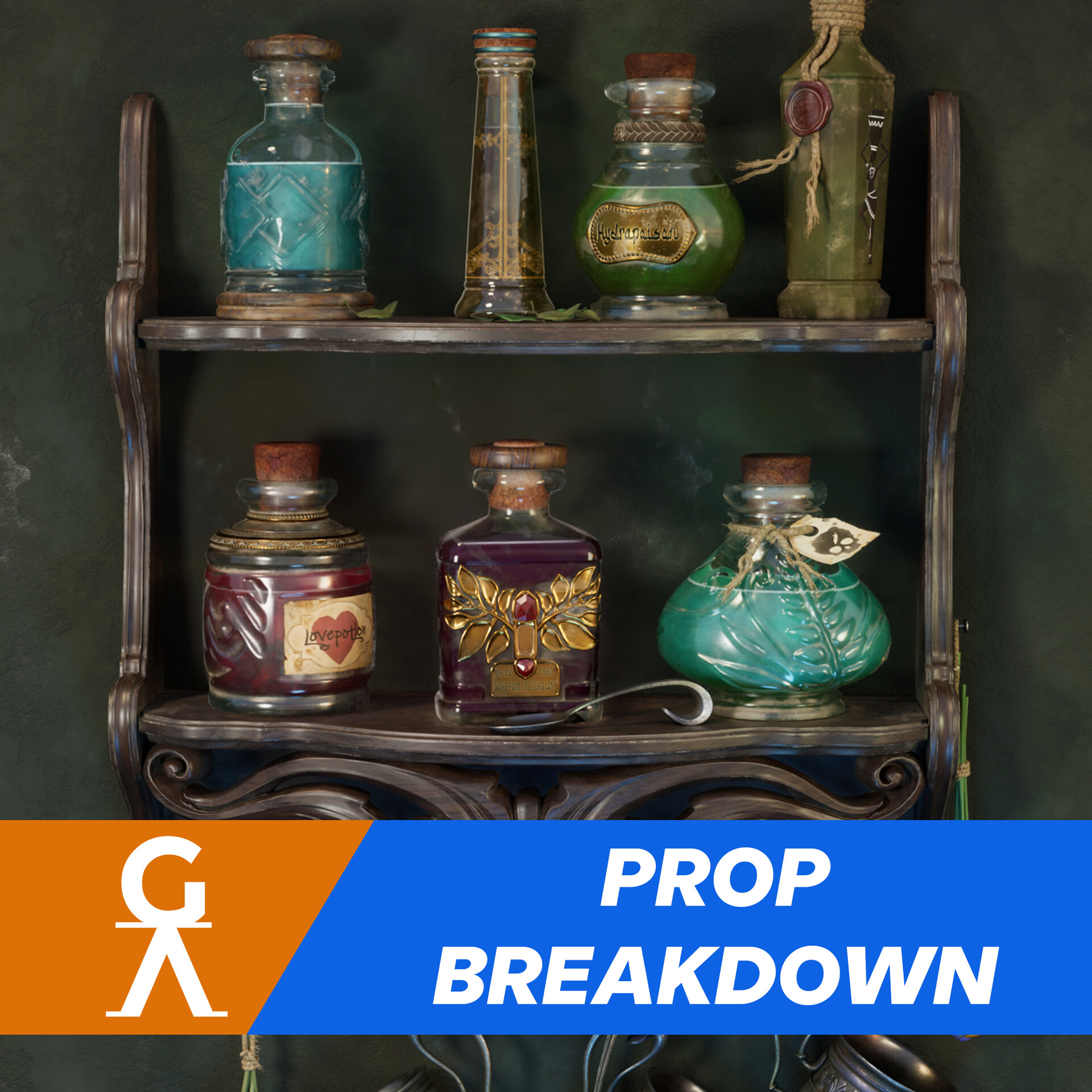 ArtStation - Magic Potion Bottles - Prop Breakdown - Marvin Tischler