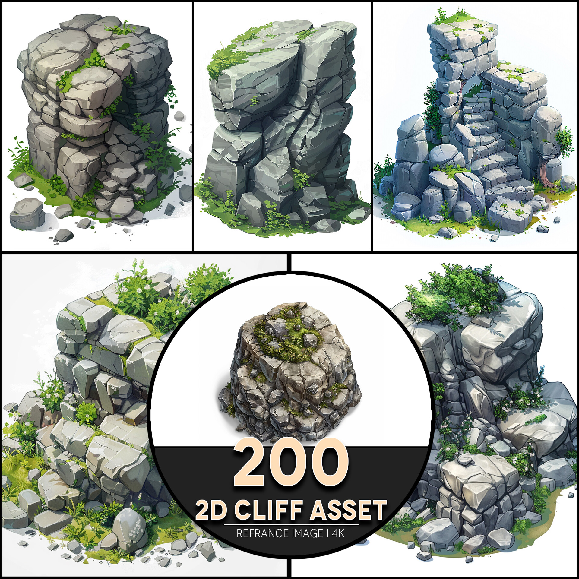 ArtStation - 2D Cliff Asset 4K Reference/Concept Images