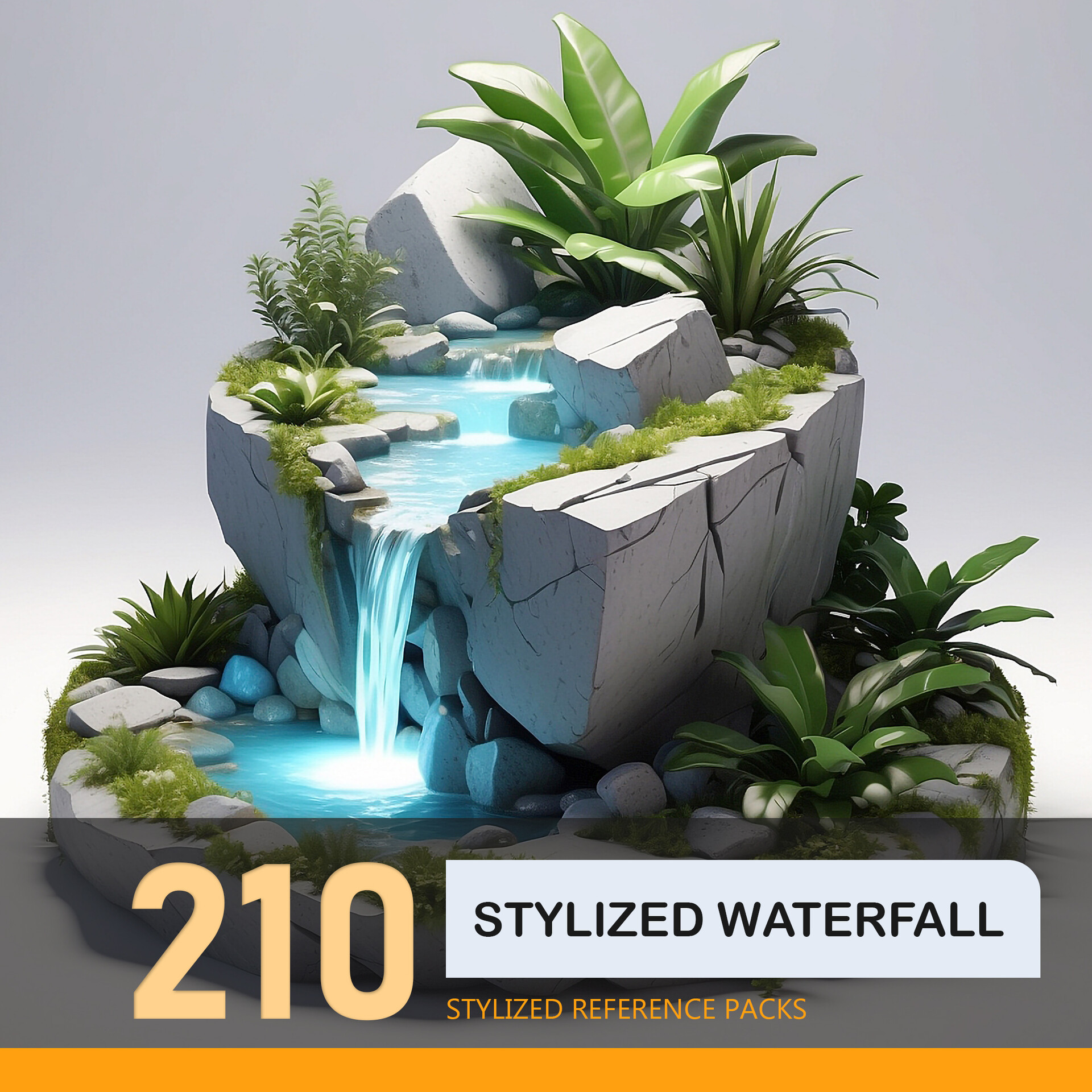 ArtStation - Stylized Waterfall-4K-Stylized References Pack