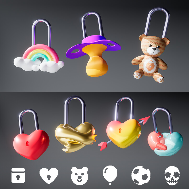 ArtStation - 'My Love Lock' padlocks