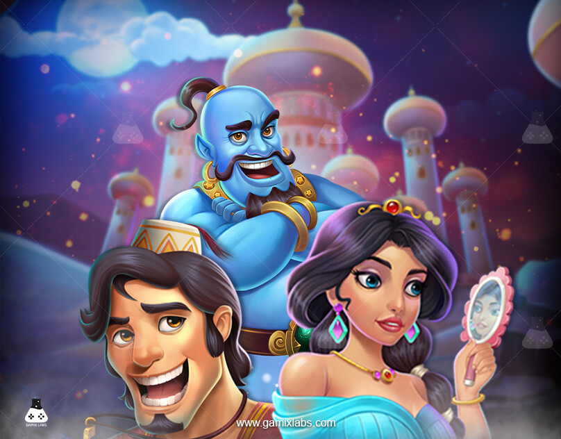 ArtStation - Slot Art of Aladdin's Mystic Lamp Slot Theme by Gamix Labs