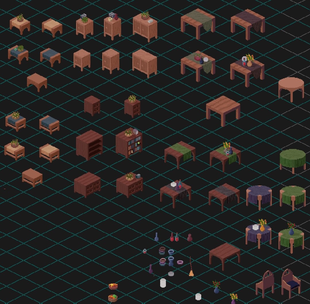 ArtStation - isometric pixel furniture