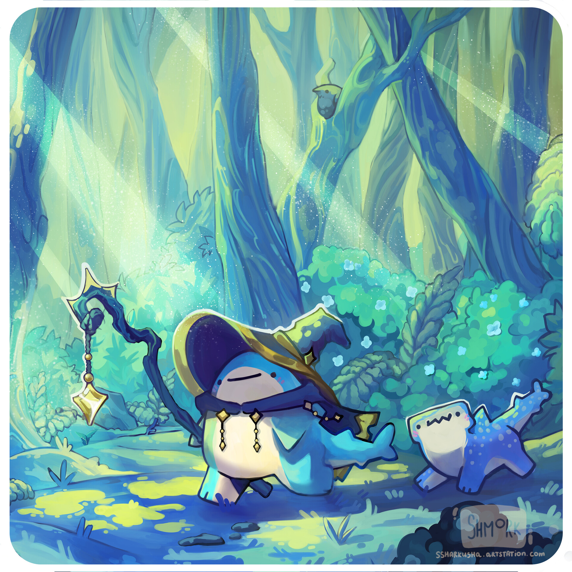 ArtStation - Wizard shark and his little followers