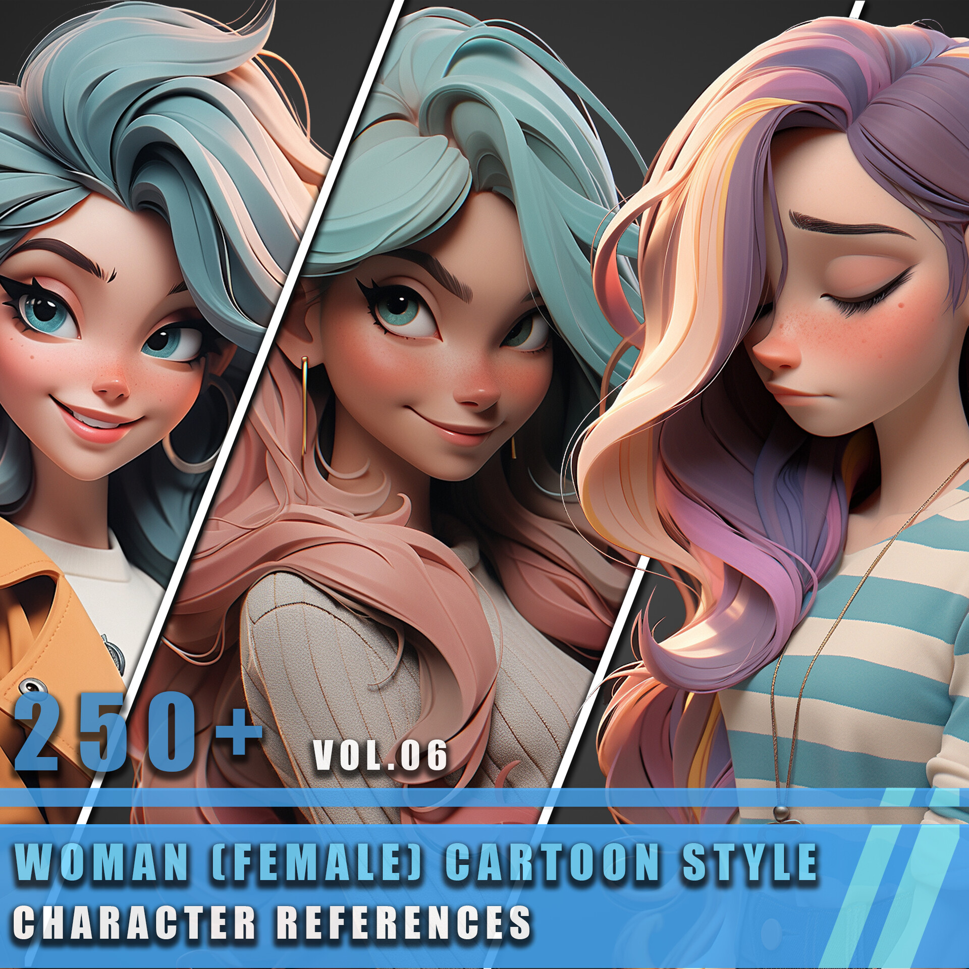 ArtStation - 250+ Woman Female Cartoon Style - Character References Vol.06