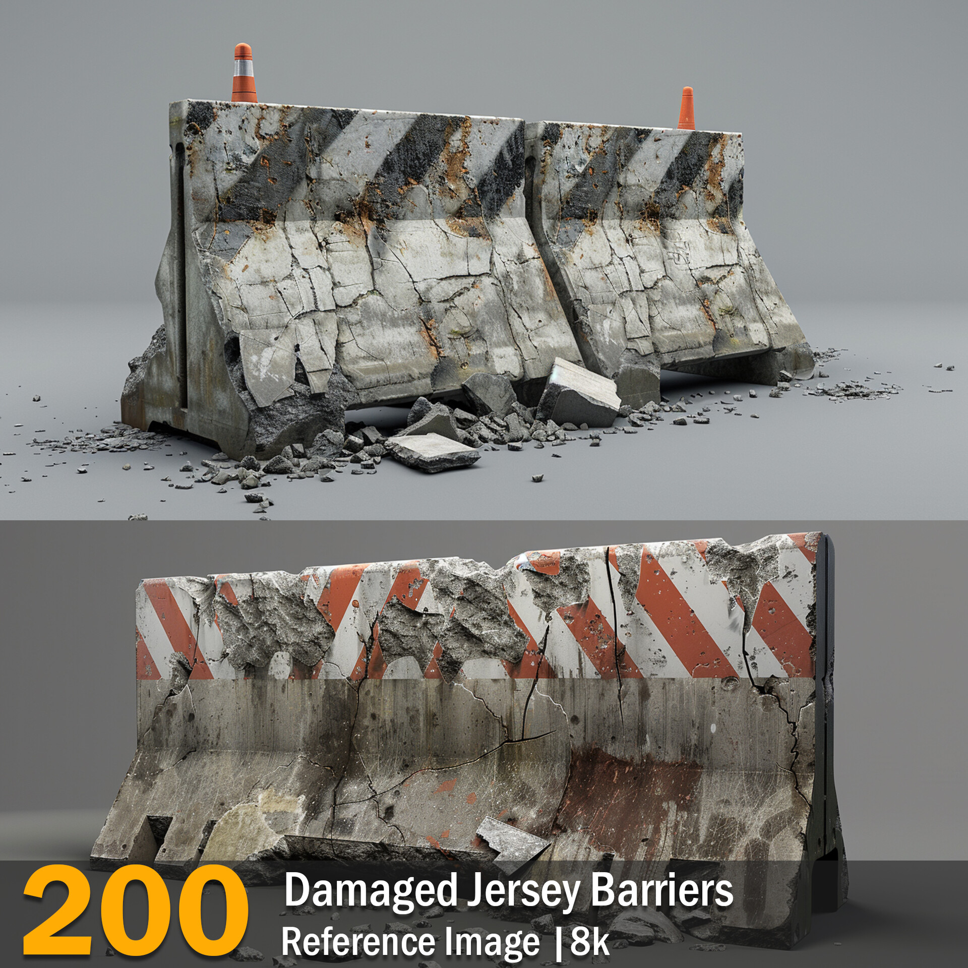 ArtStation - Damaged Jersey Barriers | Reference Images | 8k