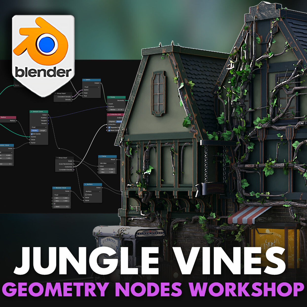 ArtStation - Blender 4 Geometry Nodes Workshop: Jungle Vines