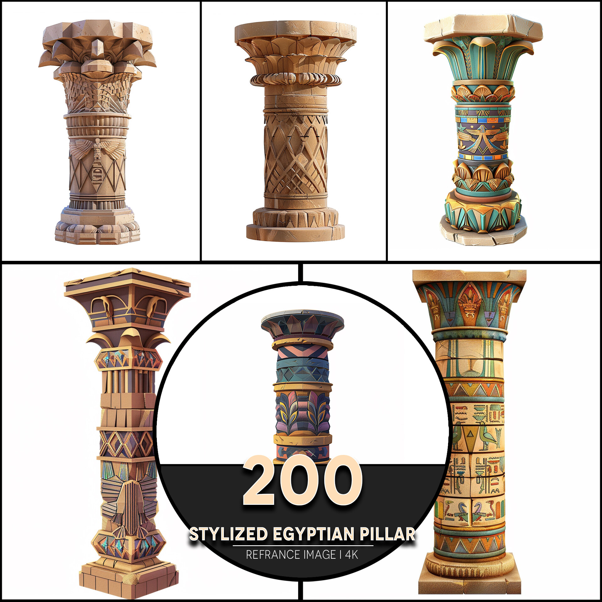 ArtStation - Stylized Egyptian Pillar 4K Reference/Concept Images