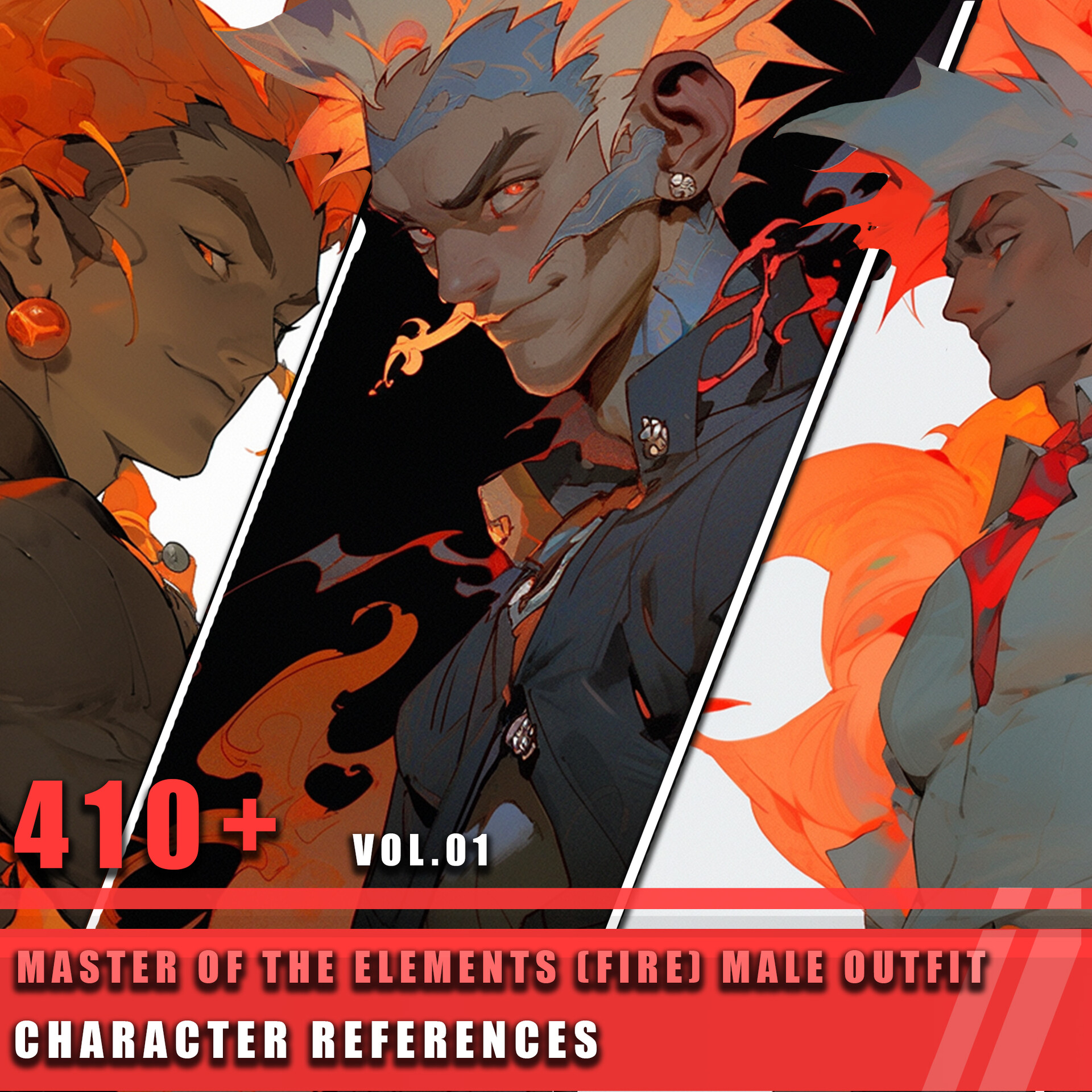 ArtStation - 410+ Master of the Elements FIRE Male Outfit - Character ...