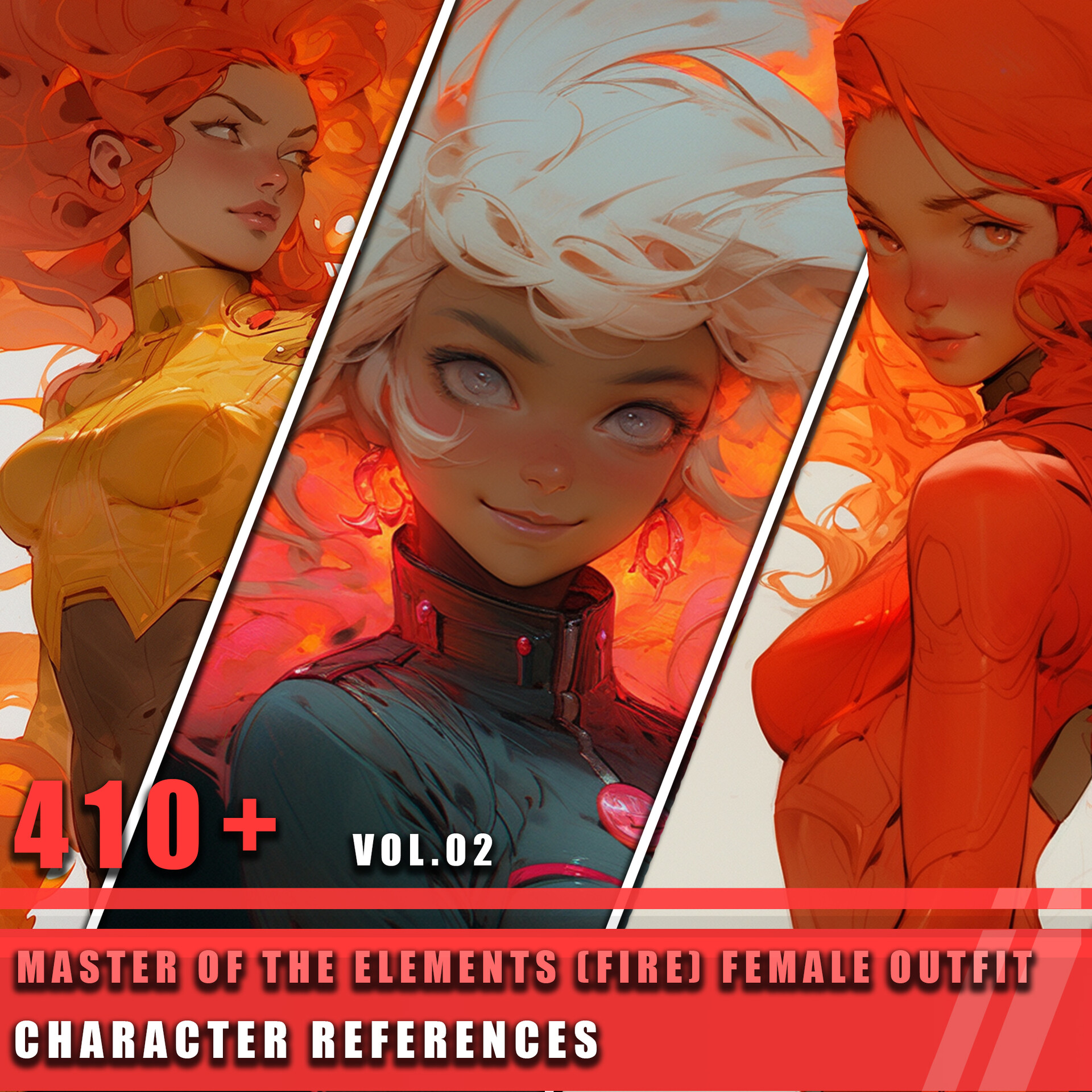 ArtStation - 450+ Master of the Elements FIRE Female Outfit - Character ...