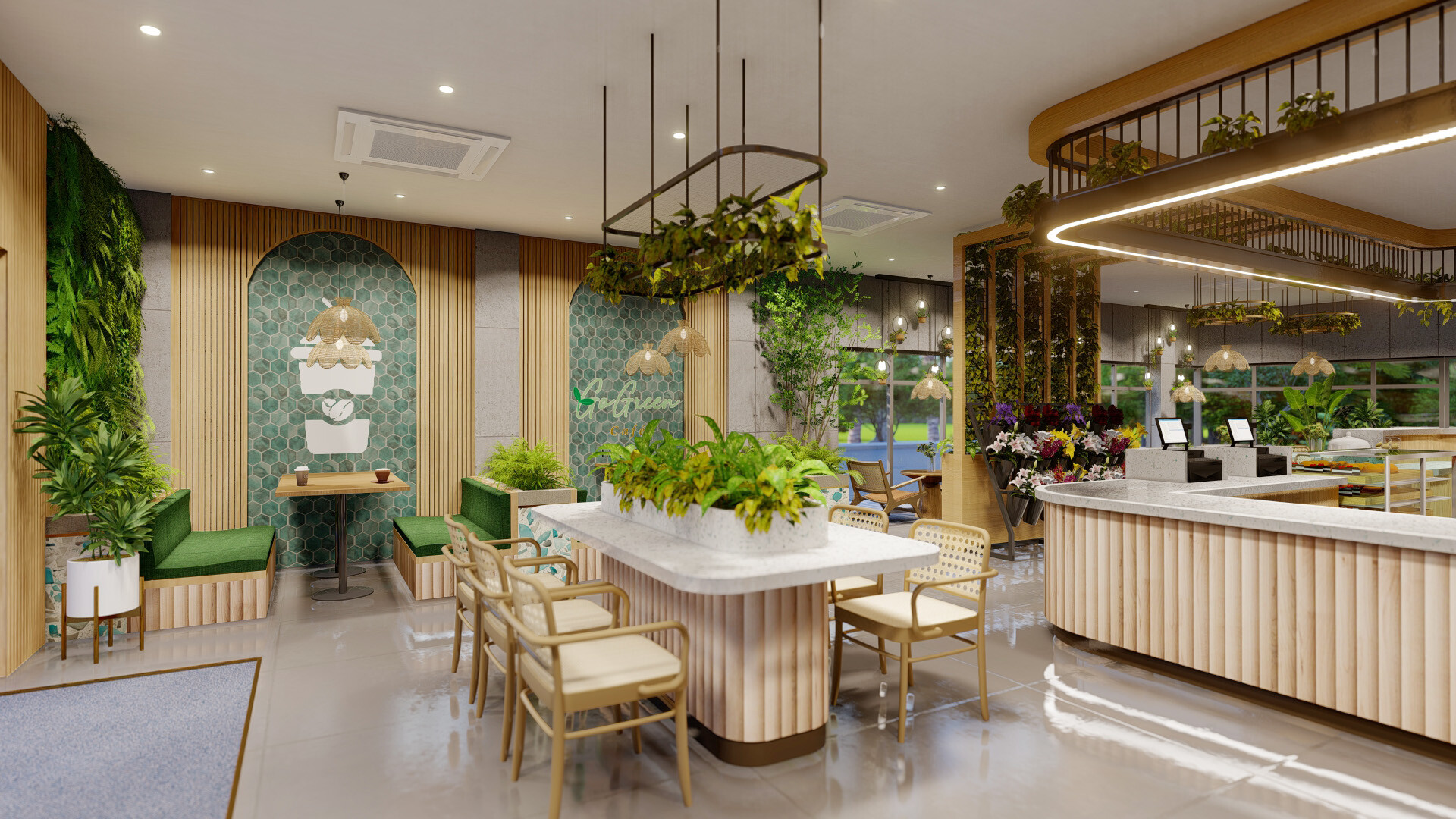 ArtStation - GO GREEN CAFE-CONCEPTUAL DESIGN