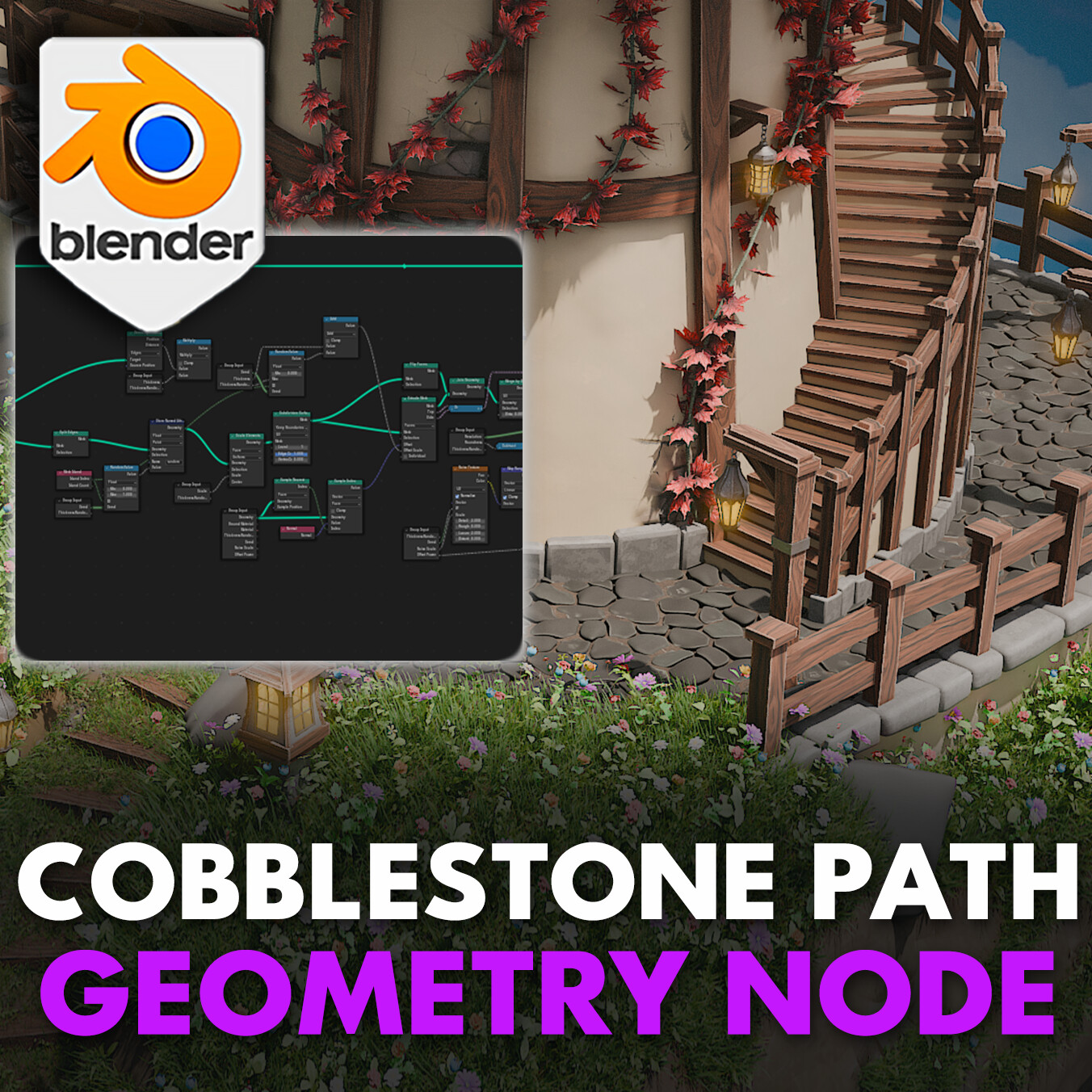 ArtStation - Blender 4 Cobblestone Path Geometry Node