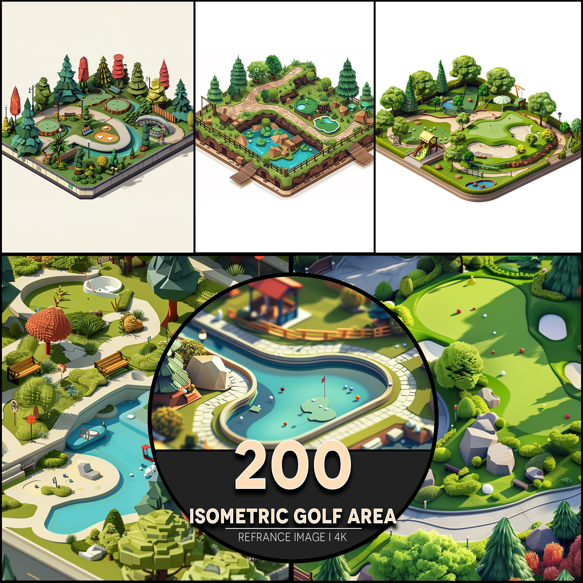 ArtStation - Isometric Golf Area 4K Reference/Concept Images